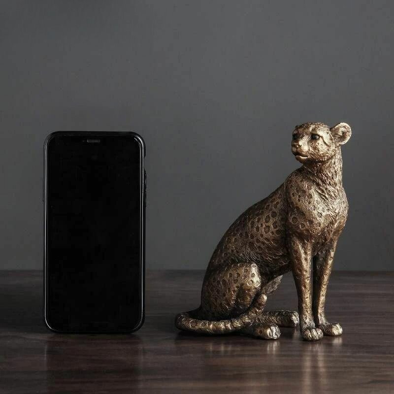 Статуэтка леопарда в винтажном стиле , Ретро скульптура из полистоуна , Элитный декор для кабинета, гостиной, Символ силы и власти в подарок