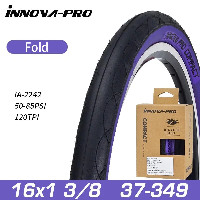 INNOVA Шина для BMX 16 дюймов Фиолетовый, Purple Fold 120TPI