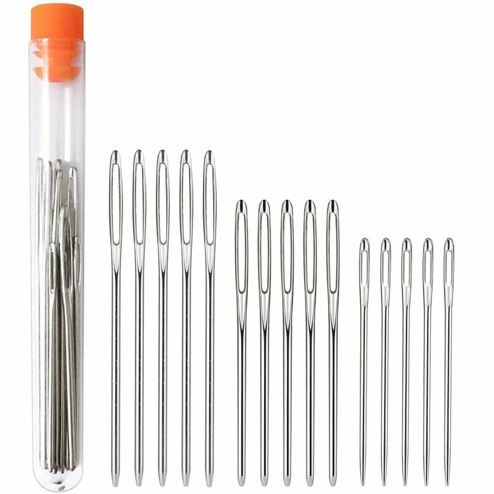 Штопальная игла с большим ушком в прозрачной трубке
