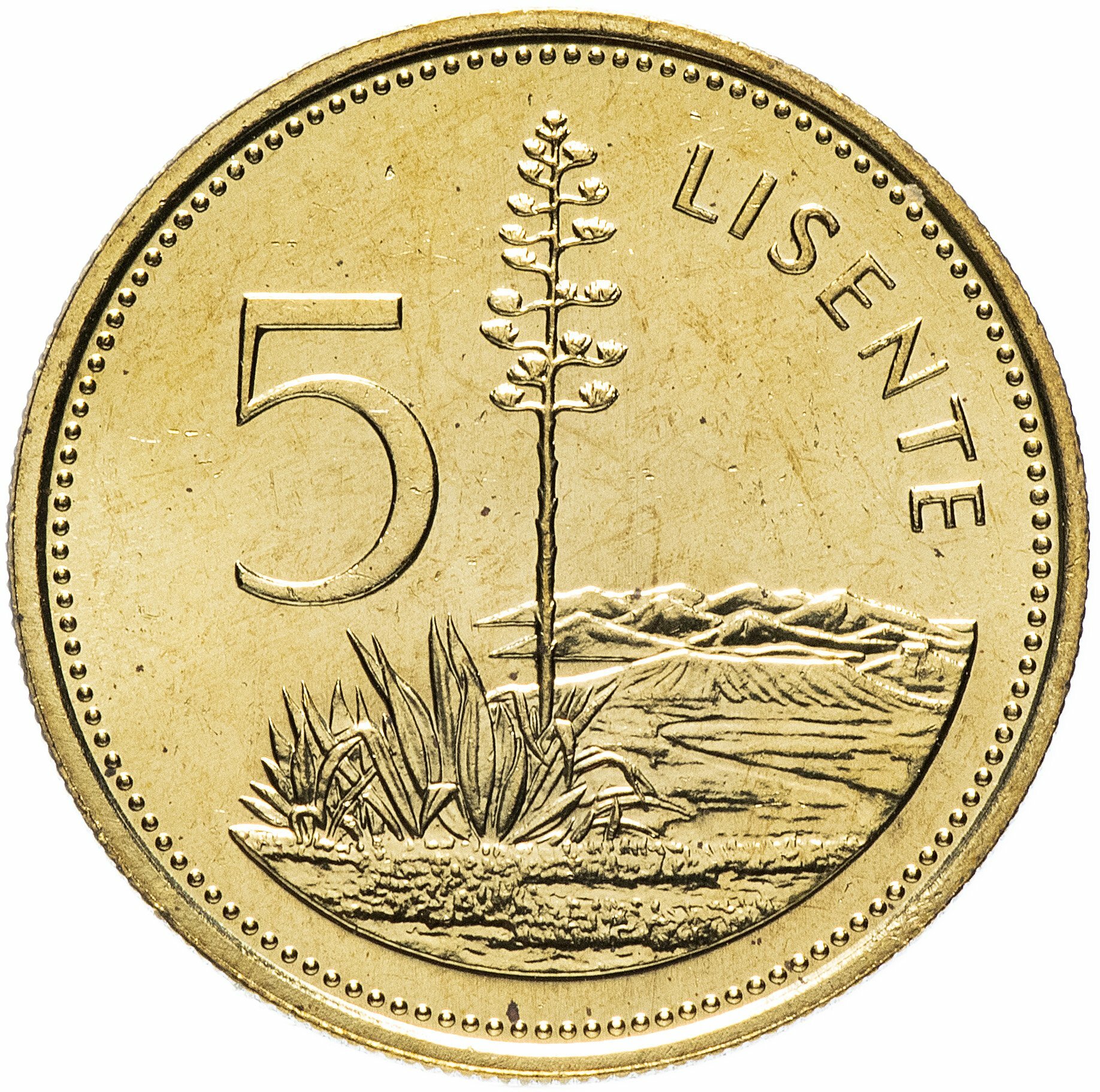 Лесото 5 лисенте lisente 1994, Латунь, в сохранности AU