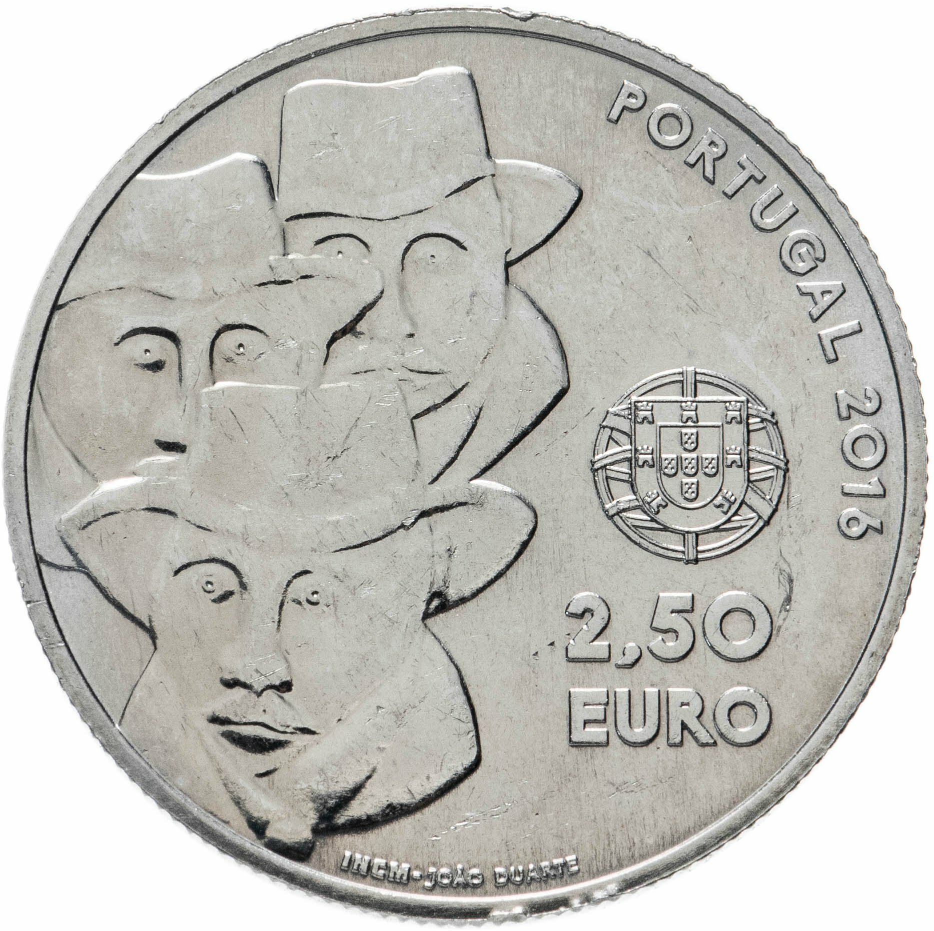 Португалия 2,5 евро euro 2016 юнеско - Песня Алентежу, Мельхиор медь-никель, в сохранности AU-UNC