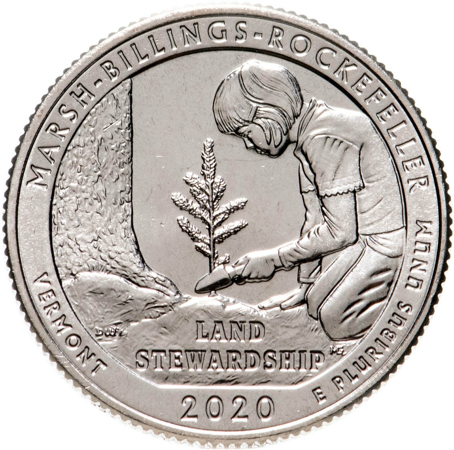 США 1/4 доллара 25 центов, квотер 2020 S — "Национальный исторический парк Рокфеллера" 54-й парк, Мельхиор медь-никель, в сохранности UNC