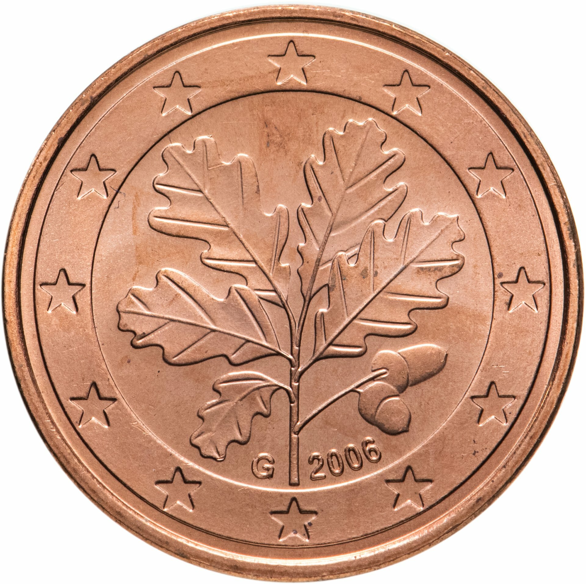 Германия 5 евроцентов cent 2006 Двор G, Сталь, в сохранности AU-UNC