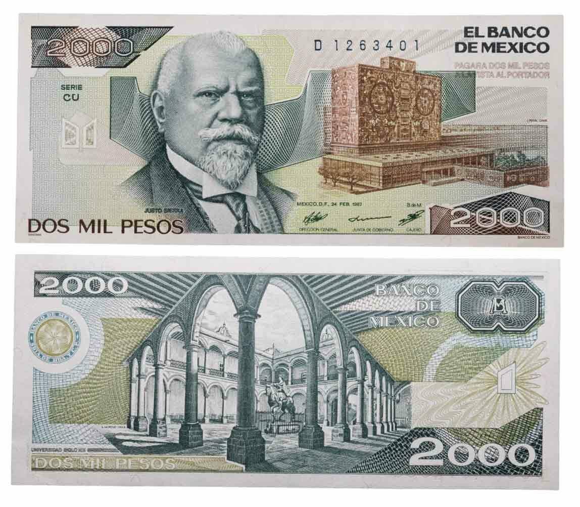 Мексика 2000 песо 1987 год
