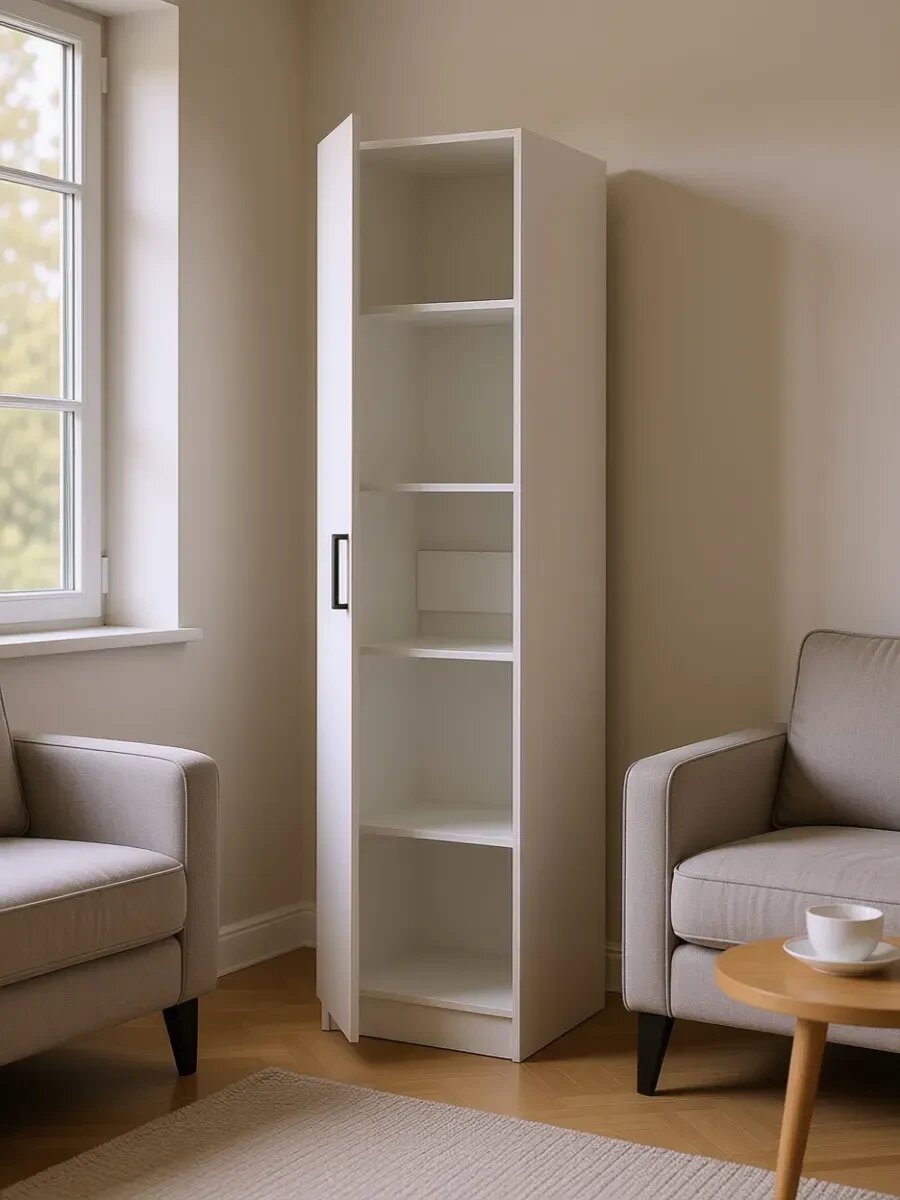 Шкаф-пенал A-A MEBEL "Рик", модульный, распашные двери, 40x47,6x204 см, белый