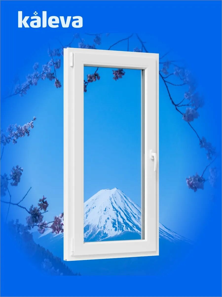 Пластиковое окно ПВХ Kaleva 98х55 см поворотно-откидное левое двухкамерный стеклопакет с энергосбереженим напылением