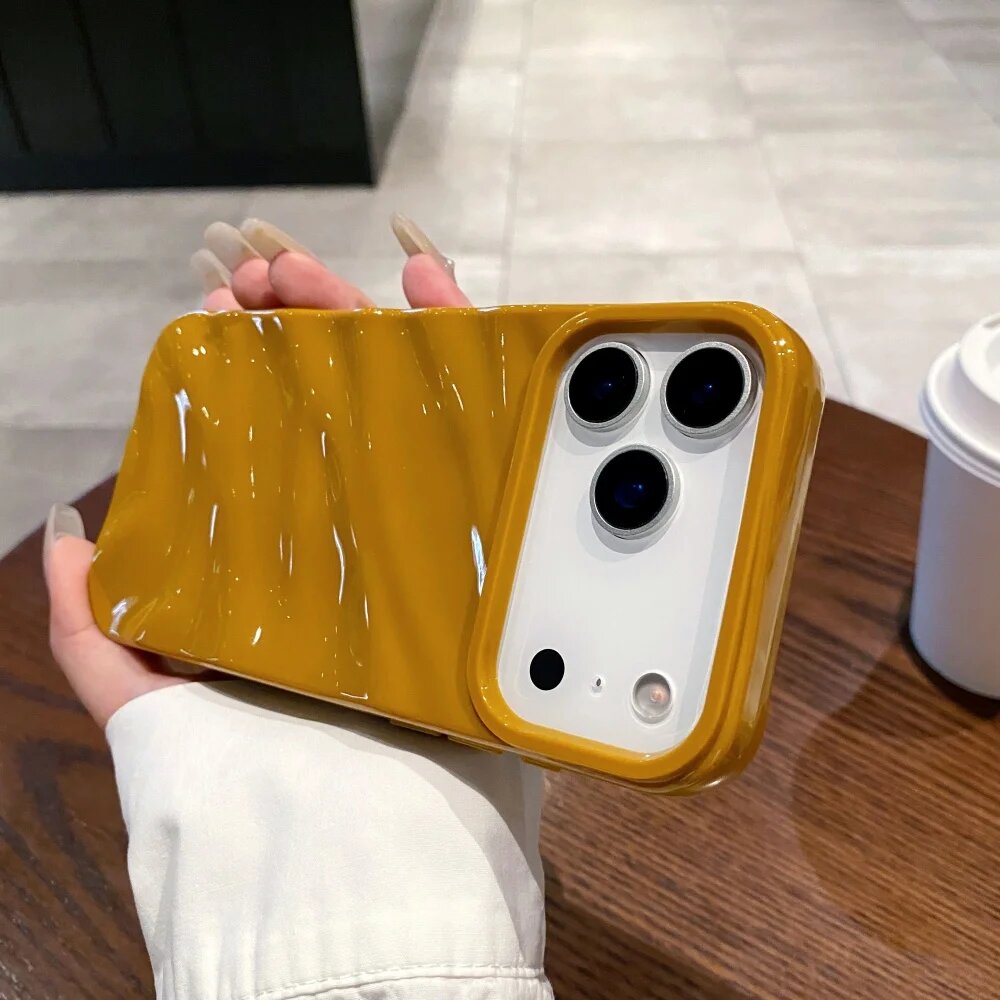 Мягкий силиконовый чехол для телефона с волнистой текстурой для iPhone17 Про Макс, Желтый, Yellow