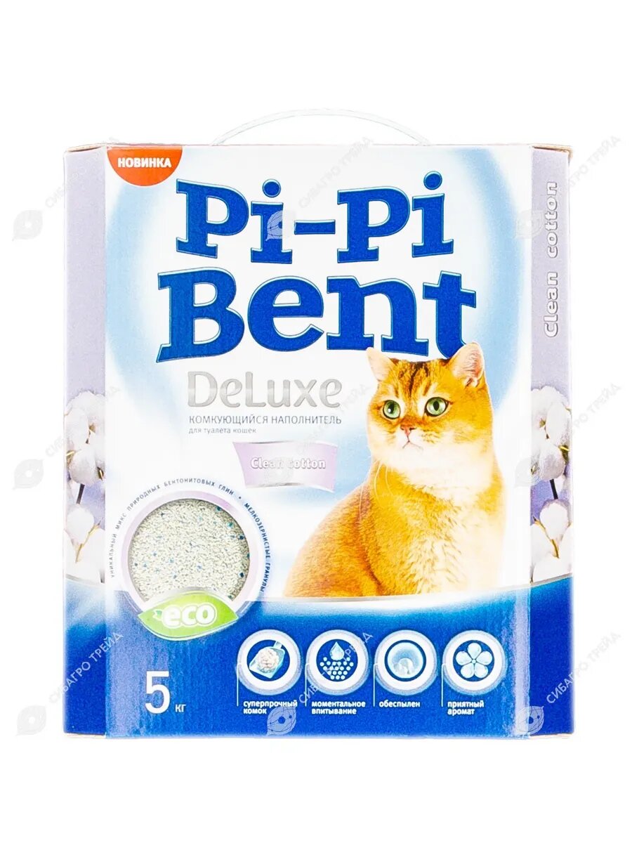 Наполнитель Пи-Пи-Бент Deluxe Clean cotton (коробка) 5кг