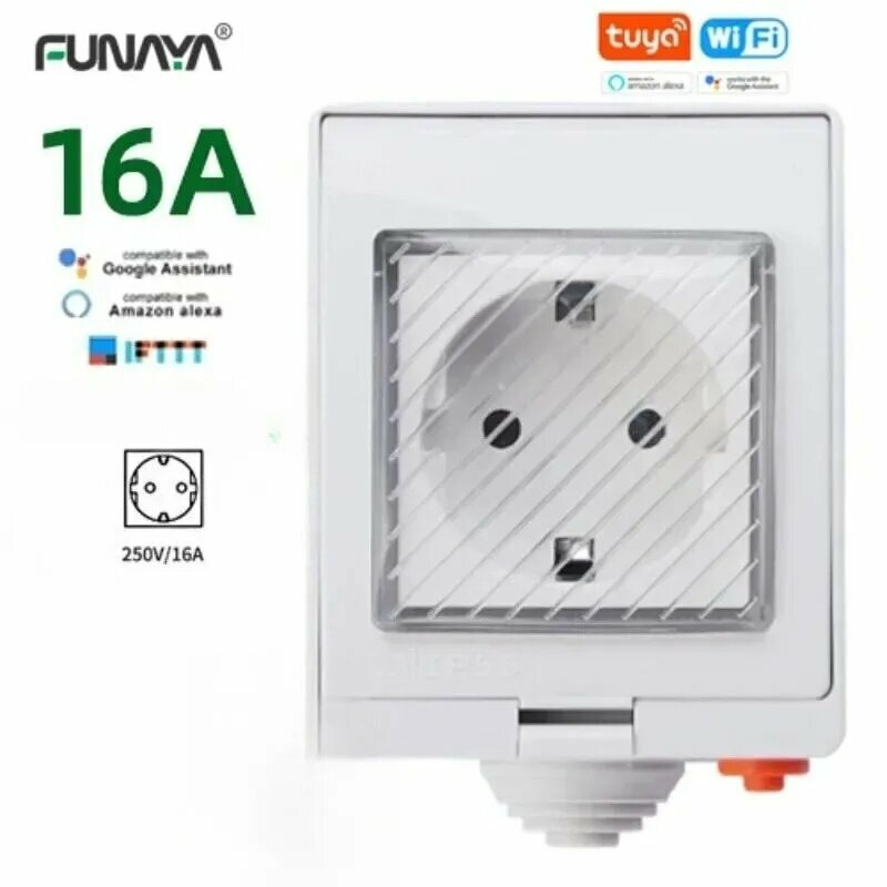 Tuya WIFI наружная интеллектуальная розетка ЕС 16A 4000 Вт IP55 удаленная водонепроницаемая электрическая розетка для сада