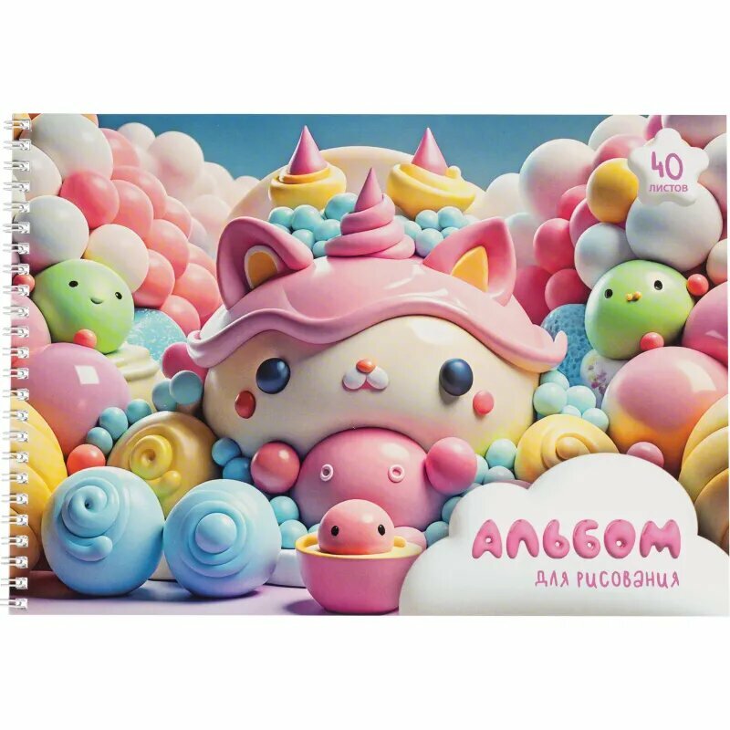 Альбом для рисования Комус Класс Sweet, А4,40л, спираль, в асс,2шт/уп, 2263165