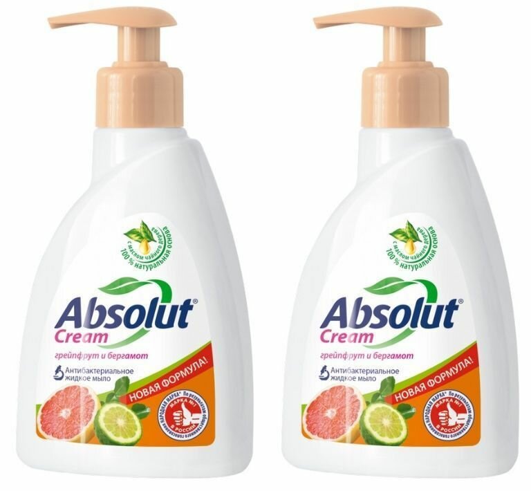 Absolut Жидкое мыло Deo effect Грейпфрут и бергамот, 250 мл, 2 шт