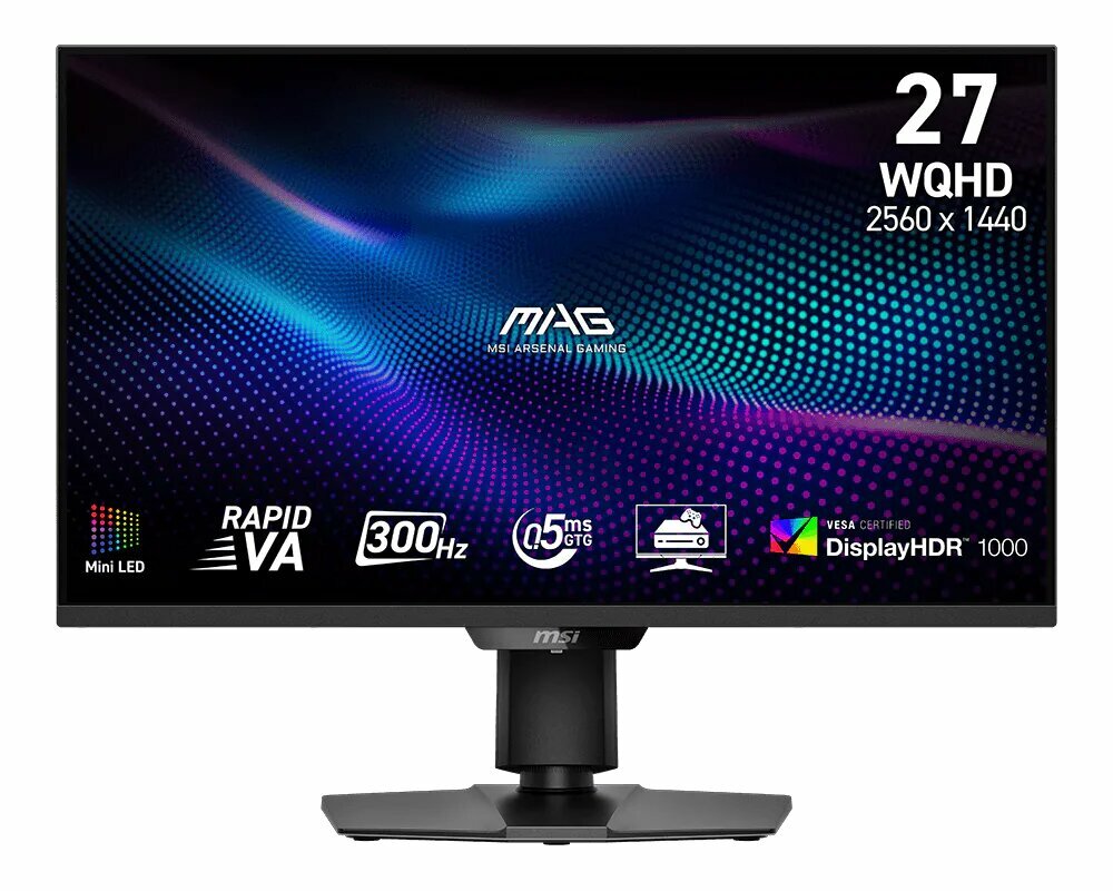 Монитор 27" MSI MAG 274QPF X30MV Rapid VA, 2560x1440, 300Hz, 0,5ms, 400сd/m, 4500:1, HDR10 | 2xHDMI(2.1), DP(1.4a) | HAS, Pivot, Swivel, ExPSU, Vesa 100, Black