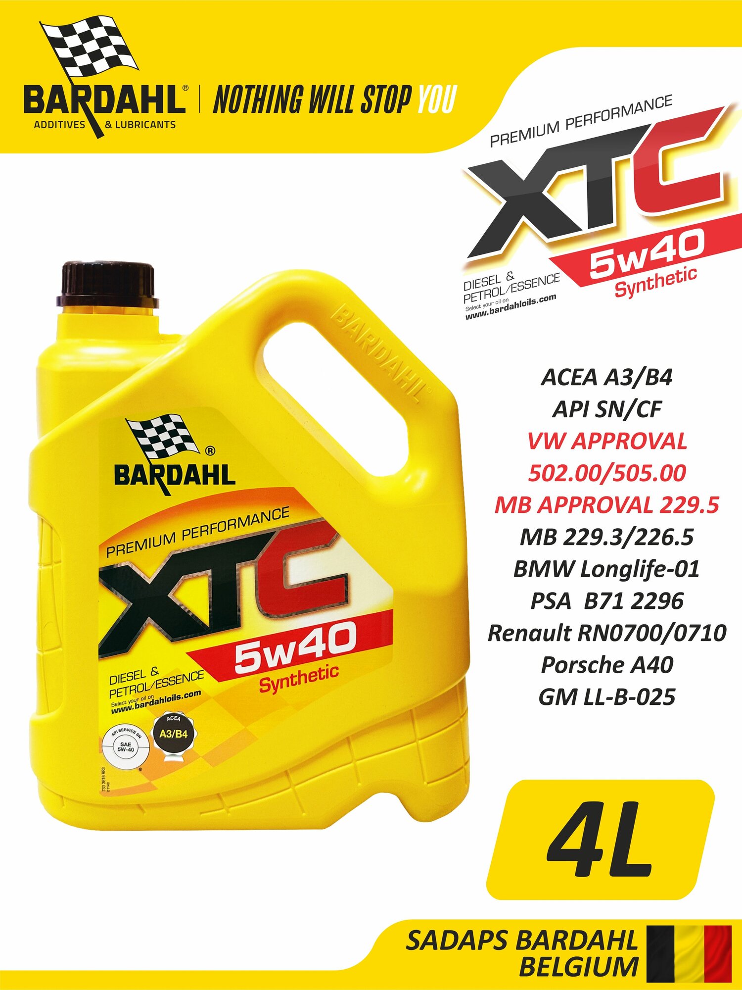 Bardahl Xtc 5W-40 Масло моторное, Синтетическое, 4 л