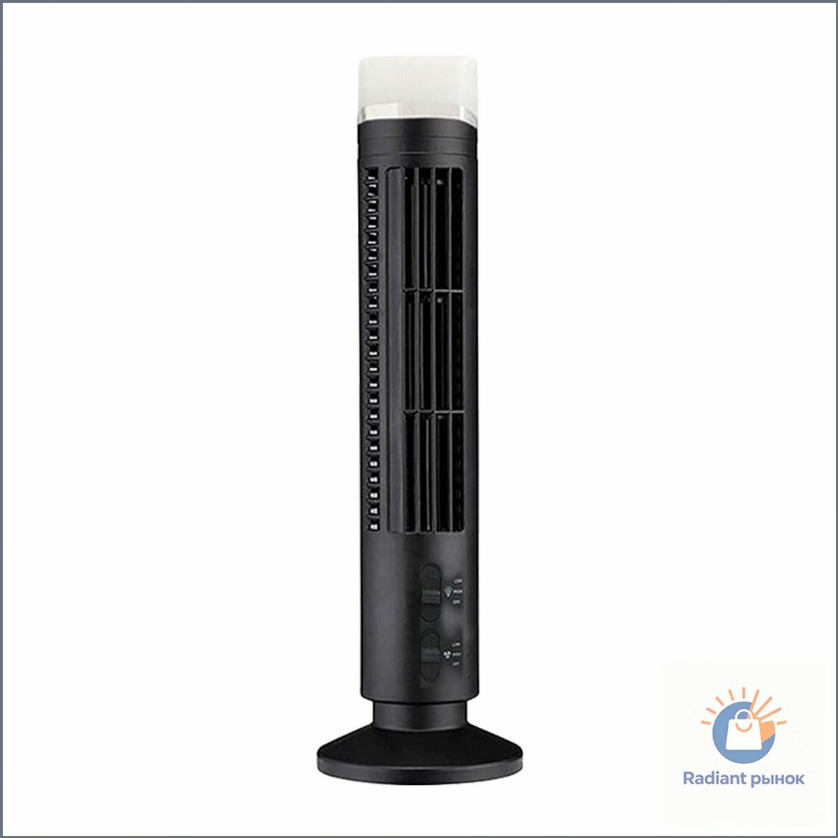 Башенный вентилятор с LED подсветкой, 2 режима работы, USB, 38x10 см, черный