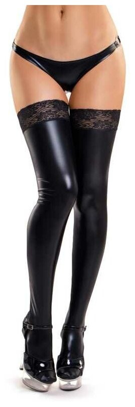Чулки Erolanta Glossy Wetlook Eliza"Мокрый эффект", размер: S, черный