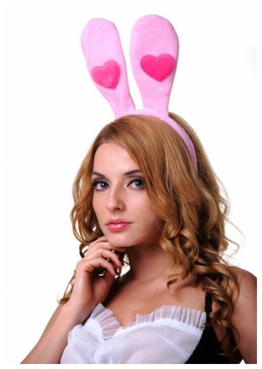 Ободок Ушки зайчика с сердечком 04880 Le Frivole, универсальный, розовый