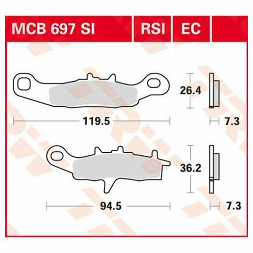 Комплект тормозных колодок TRW MCB697SI, 119,5 мм, 7,3 мм