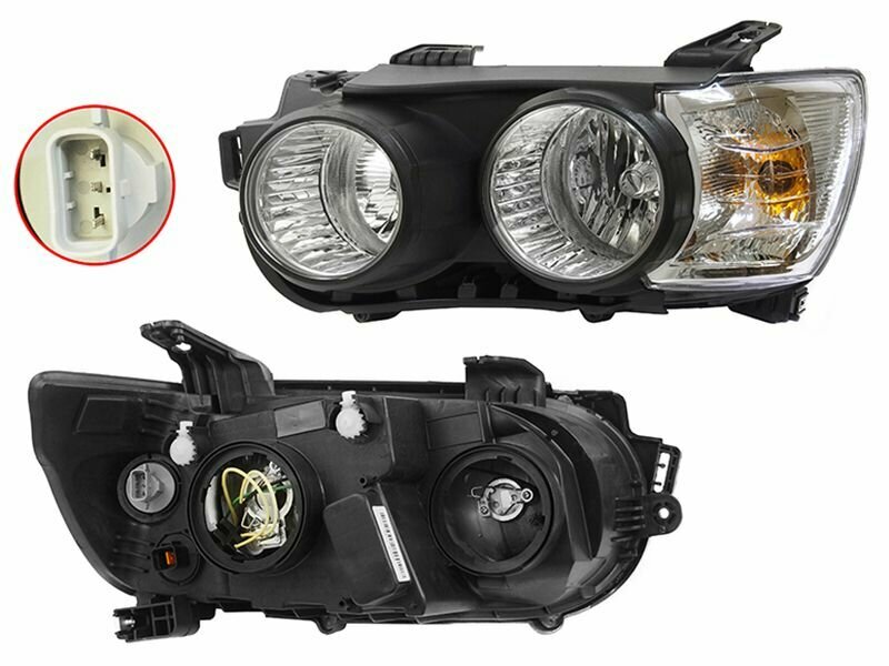 Фара Chevrolet Aveo 11-15 (Слева/ Галоген/ С электрокорректором/ окантовка черная) Sat арт. ST-235-1114L