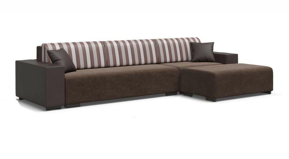 Угловой диван Мальта мантана Коричневый Велюр, еврокнижка, 352х185х75 см, с ящиком для белья