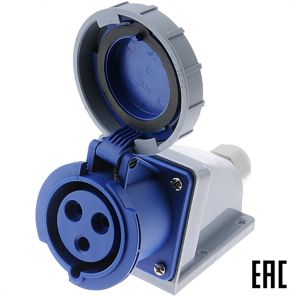 Розетка стационарная РС-103 26197DEK 32А 220В 2P+PE IP67 CEE123W-6 DEKraft