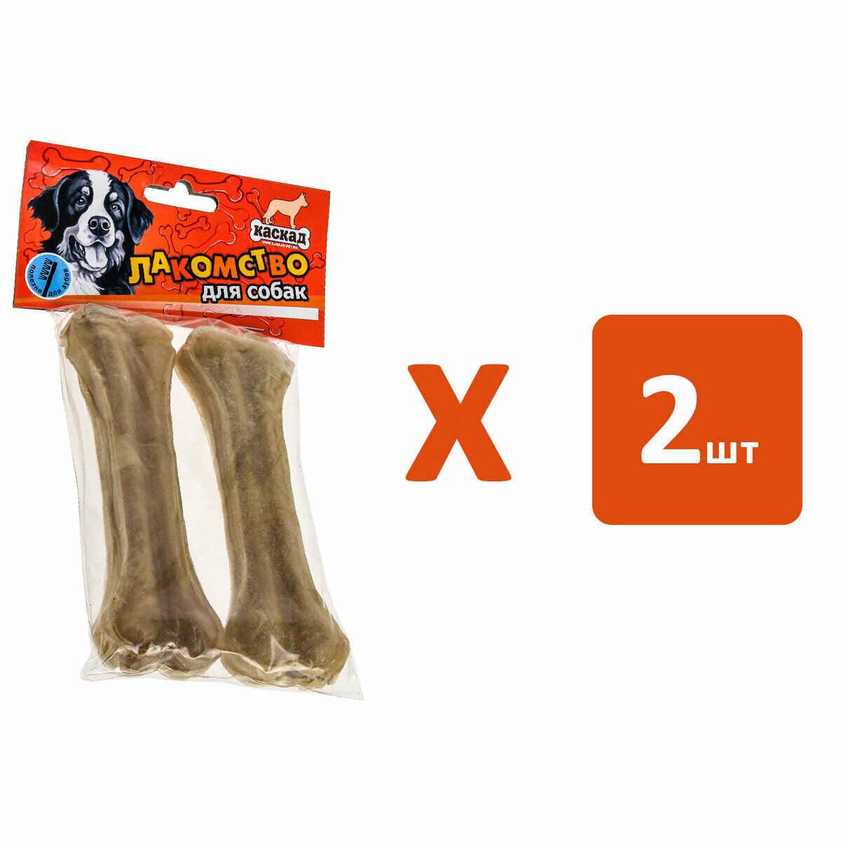 Лакомство каскад для собак кости из жил 15 см уп. 2 шт (150 гр х 2 шт)