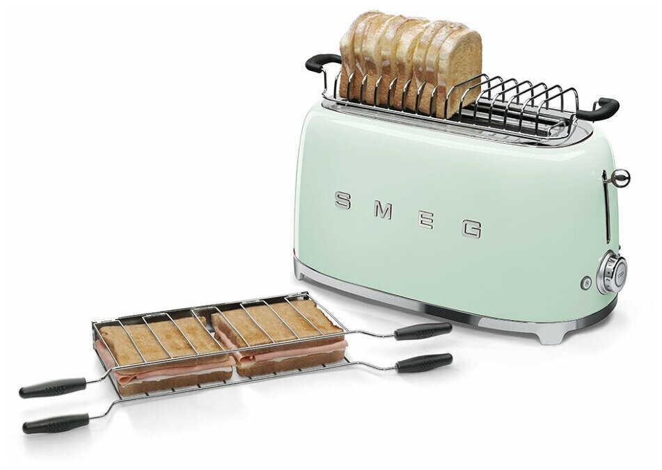 Тостер Smeg "TSF02PGEU", 1500Вт, на 4 тоста, металл/пластик, зелёный