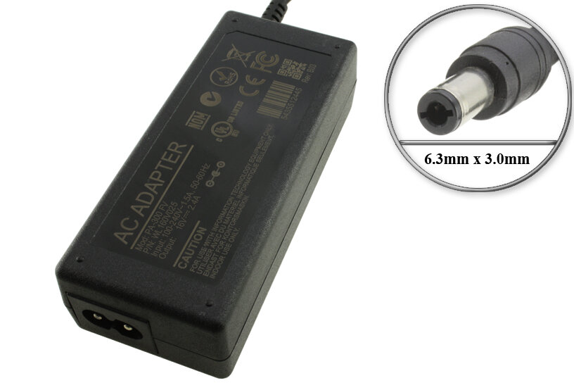 Адаптер (блок) питания 16V, 2.4A, 6.3mm x 3.0mm (PA-300 C, 08K8204, AC16V8, PN-300C), для Yamaha; Steinberg и др.