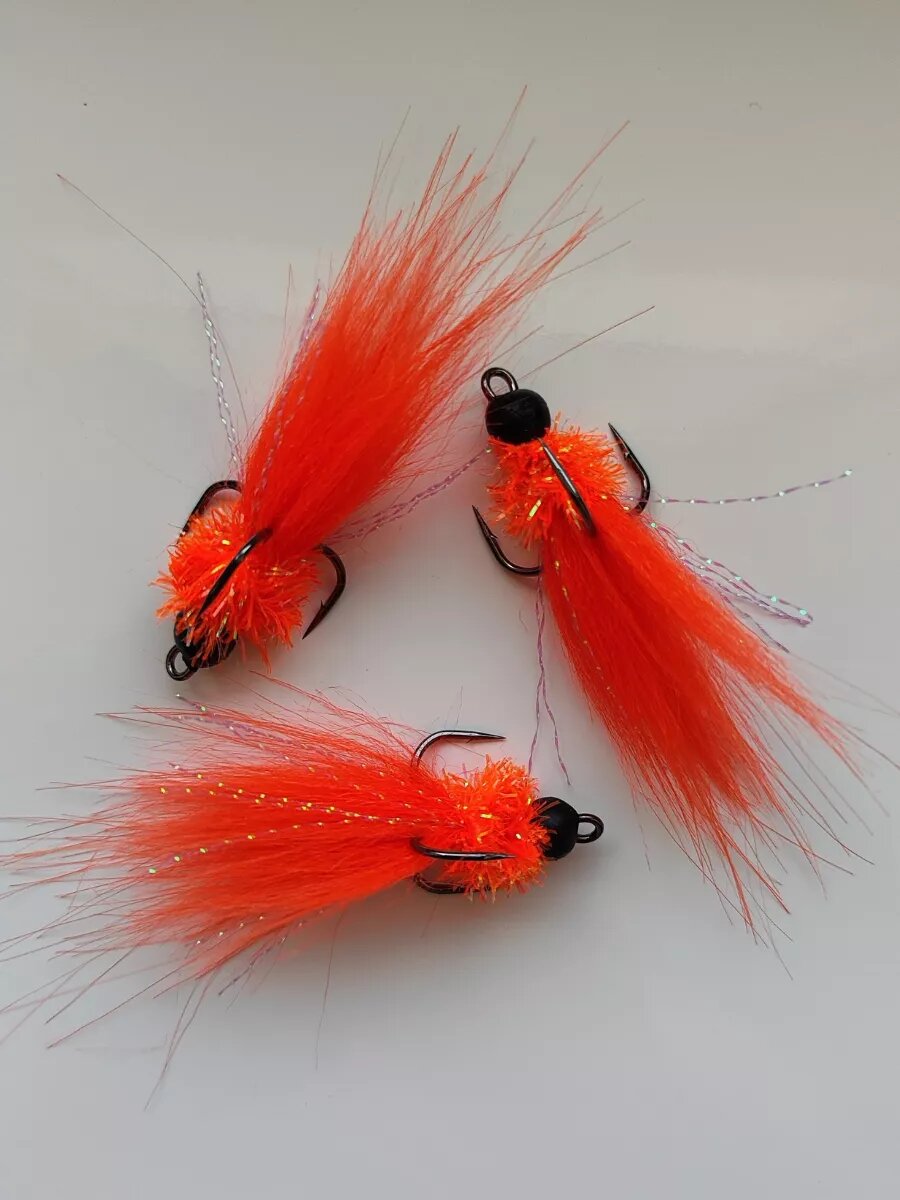 Стример-мушка лососевая - 3 шт.