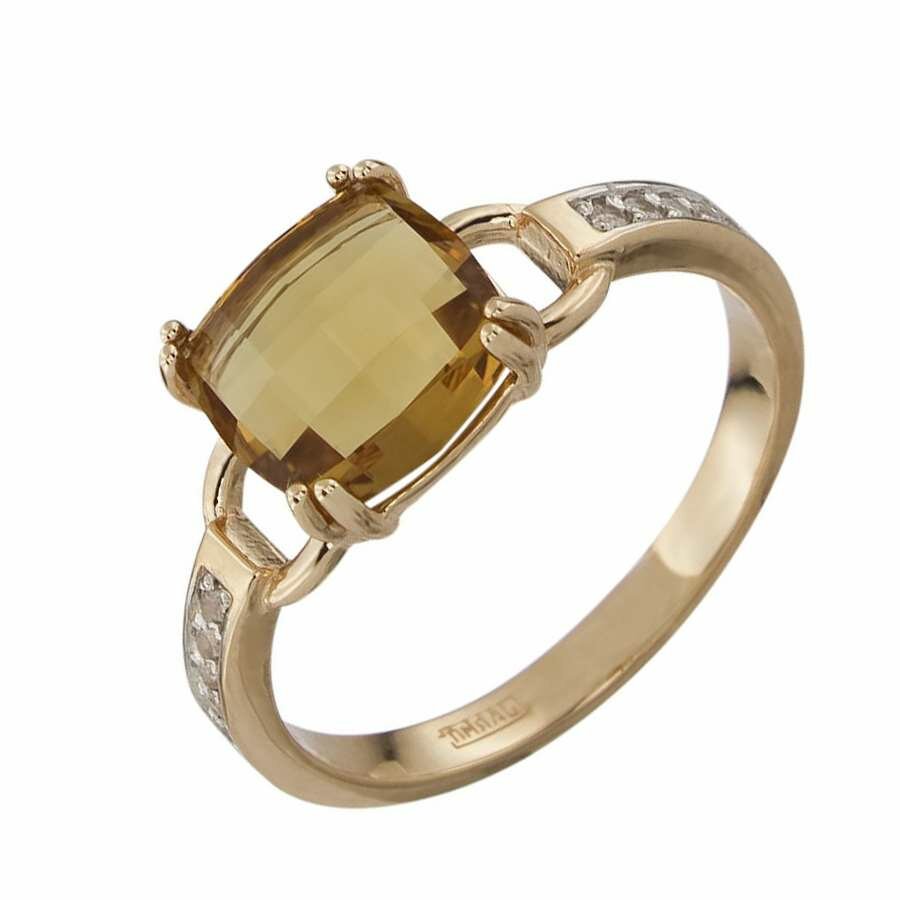 Кольцо, красное золото, 585 проба, цитрин