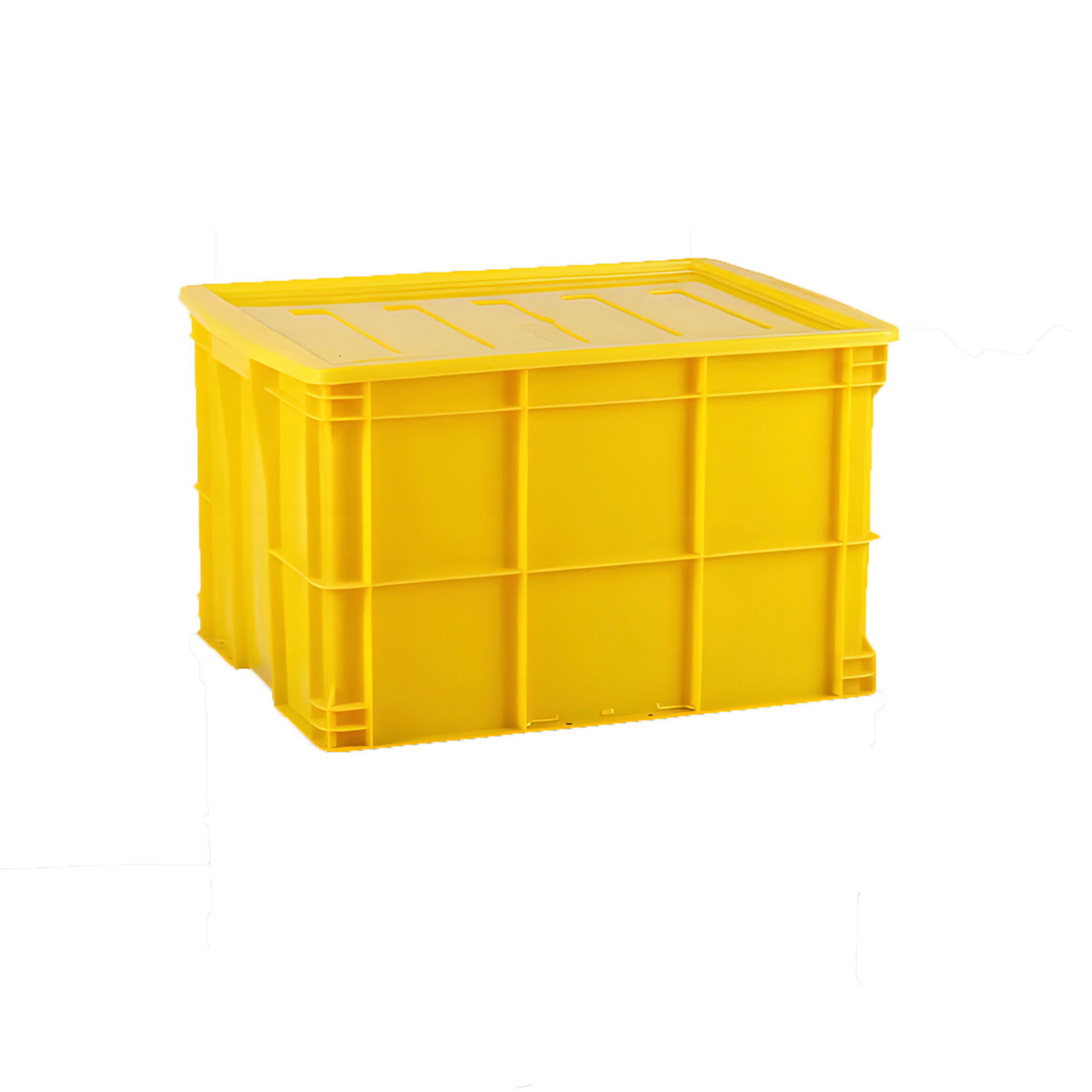 Логистический контейнер, пластик, 56,5x42x31 см, желтый, с крышкой