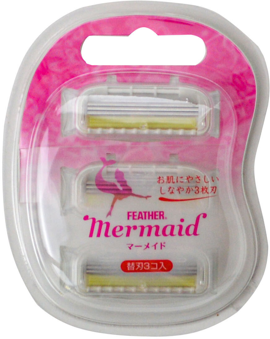 FEATHER Запасные кассеты с тройным лезвием для станка Mermaid Rose Pink, 3 шт.