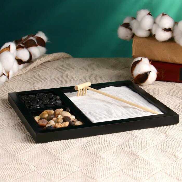 Японский сад камней настольный «Дзен. Мэй», с набором аксессуаров, 21×17 см