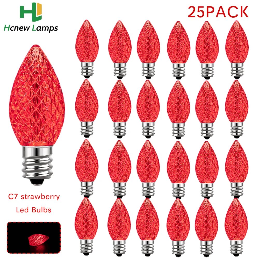 Светодиодные лампочки Grensk C7 многоцветные 25 шт Красный, C7M-RED, US 110V