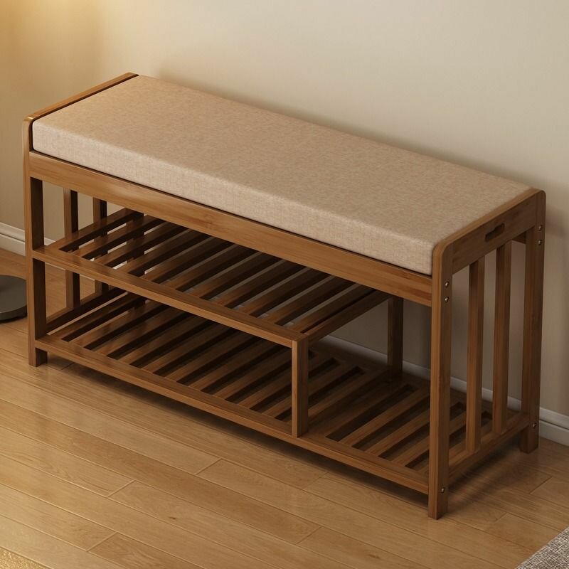 Обувница "Бамбук", 90x27x45 см, с полкой, дляпары обуви, цвет орех, стиль арт-деко