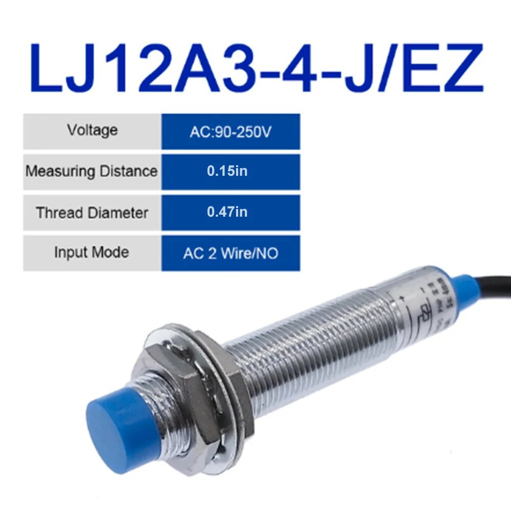 Индуктивный датчик LJ12A3-4-J/EZ, 90-250V, 0.15in, 0.47in,