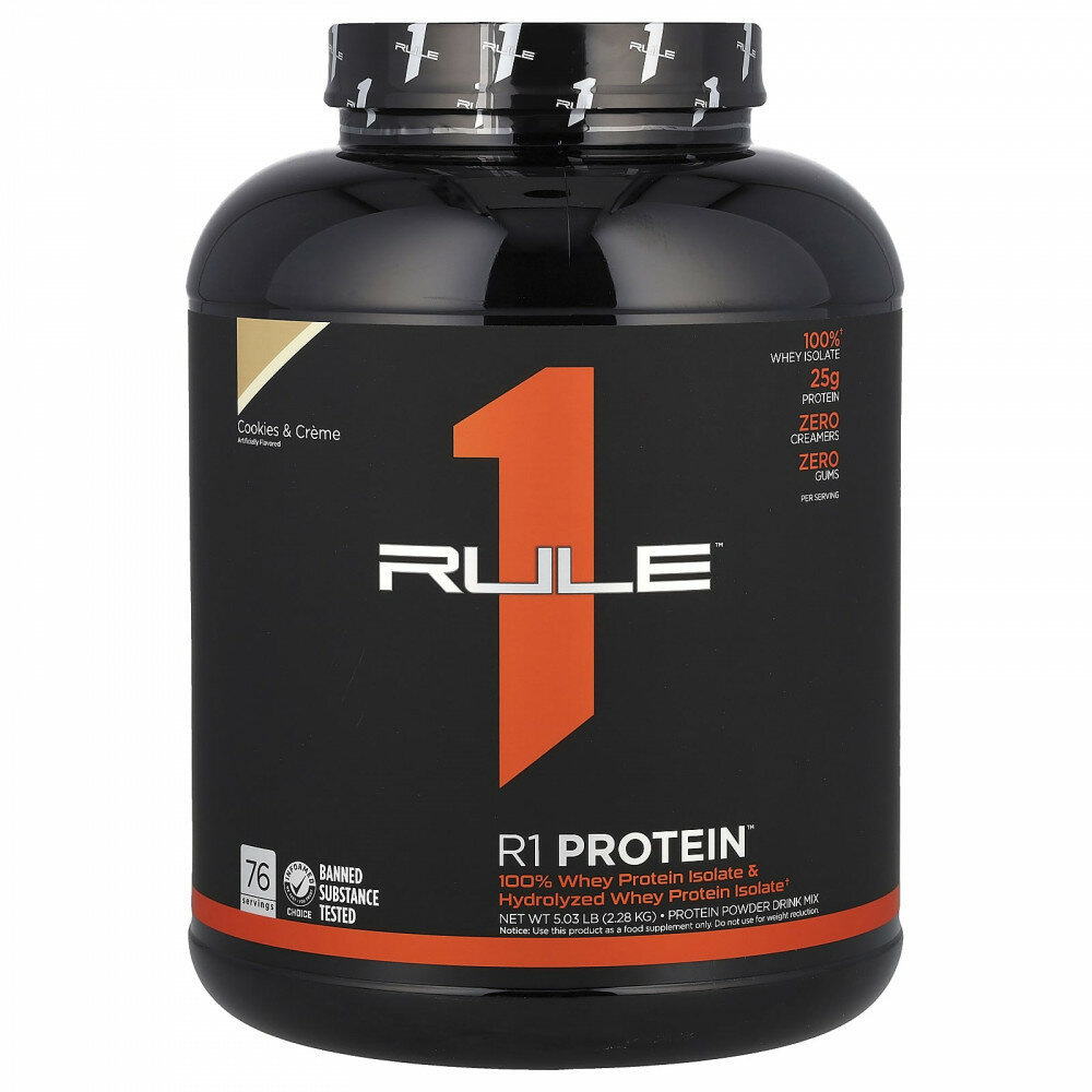 Rule One Proteins, R1 Protein™, сывороточный изолят, печенье и крем, 2,28 кг (5,03 фунта)
