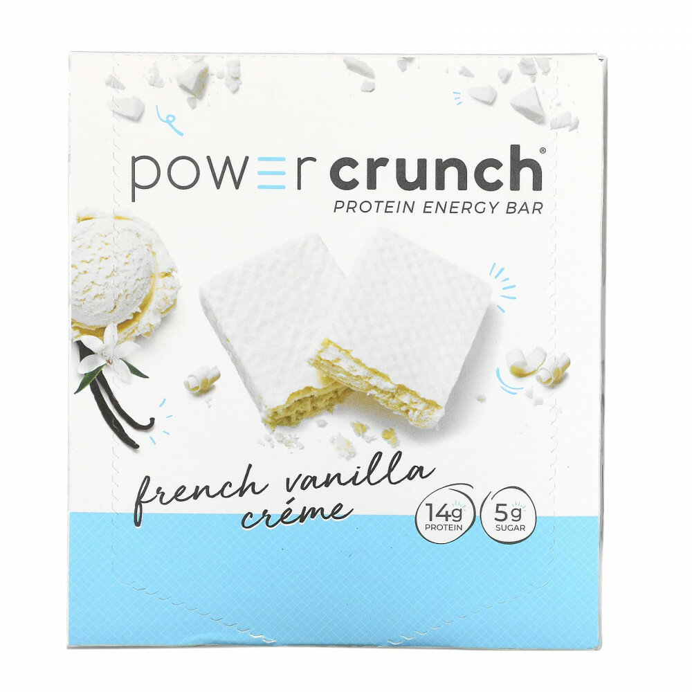BNRG, Power Crunch®, протеиновый батончик с французским ванильным кремом, 12 батончиков по 40 г (1,4 унции)