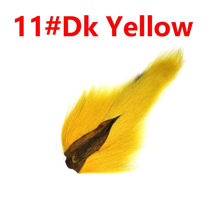 Vampfly Премиальные окрашенные пряжки из меха оленя для вязания мух Желтый, Dk Yellow 1pcs