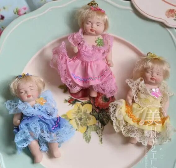 Мини керамическая кукла небесно-голубой