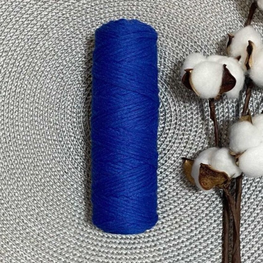 Шпагат хлопковый Osttex крученый 2 мм, синий 100 м, для макраме