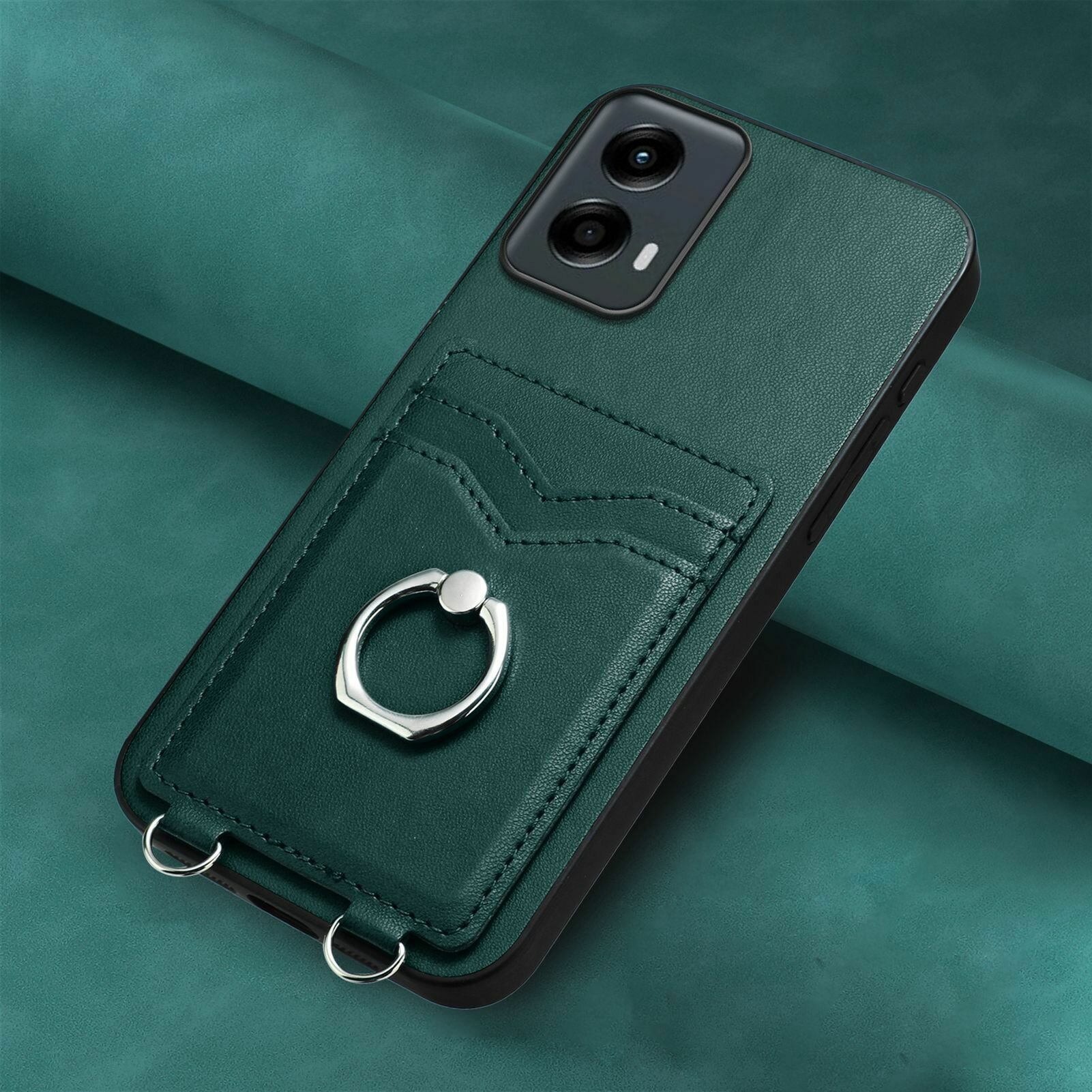 Для Motorola MOTO G85 S50 Neo 5G(Моторола Мото G85 S50 Neo 5G ) Простой и стильный кожаный чехол для мобильного телефона с держателем для карт, шнурком и пряжкой-кольцом