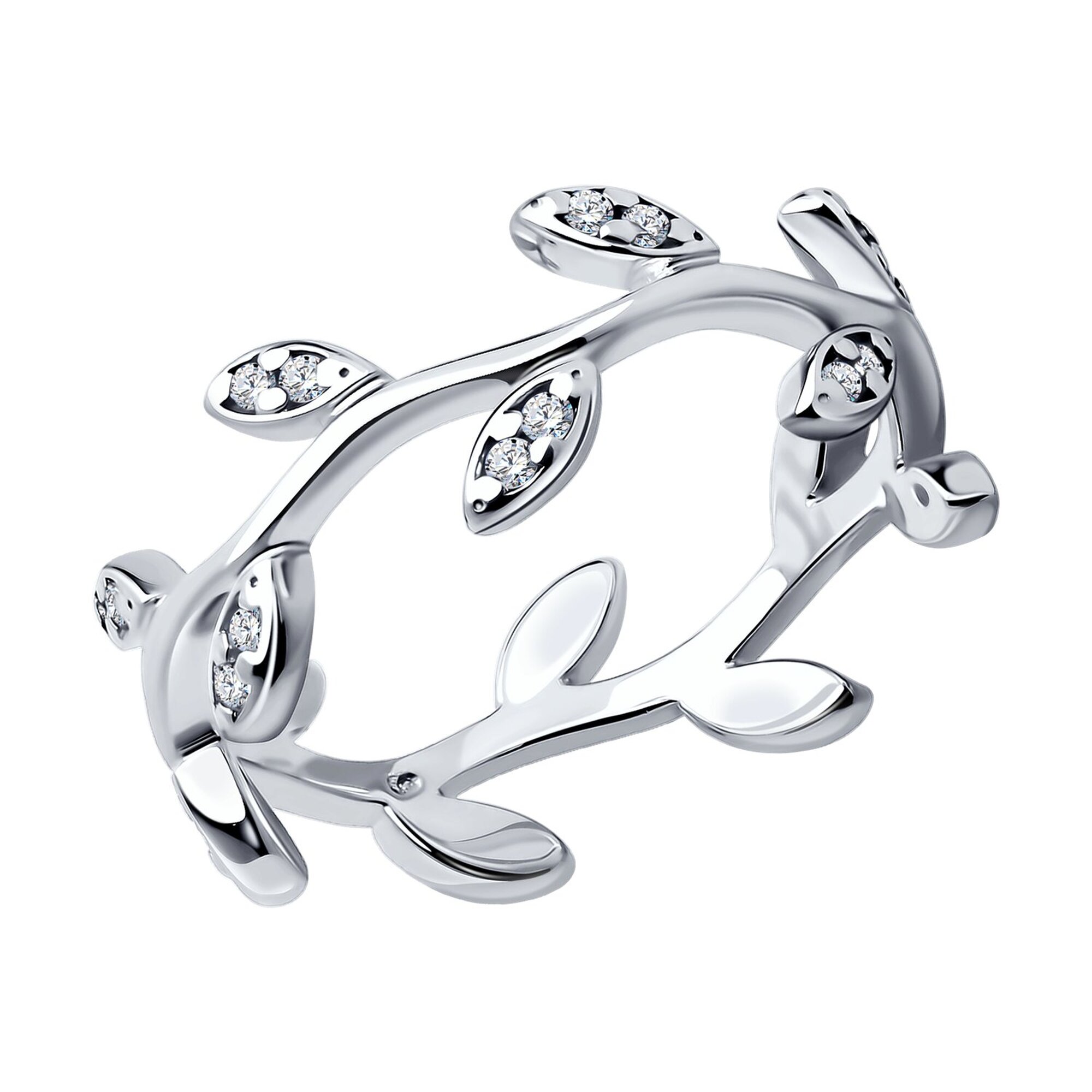 Кольцо, серебро, 925 проба, родирование, фианит