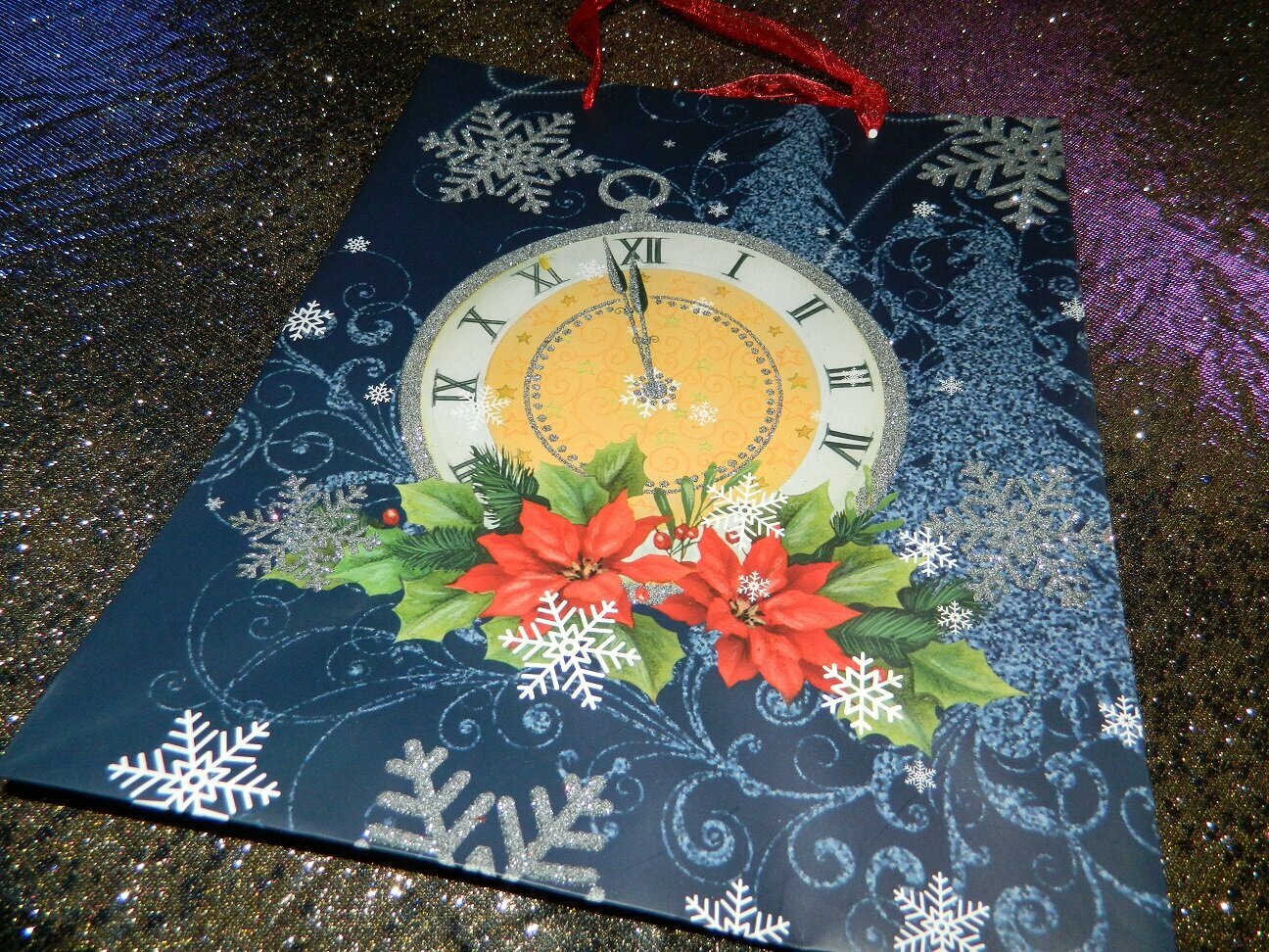 Пакет для подарков 26*32*12 бумажный ламинированный Люкс с блестящей крошкой