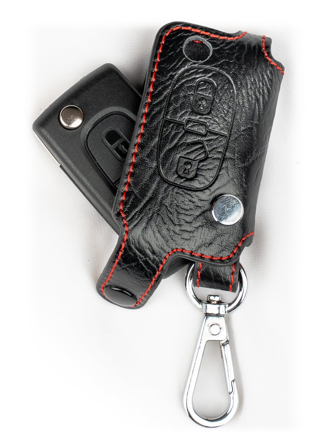 Чехол BGT для автомобильного ключа Citroen (Ситроен), кожа, влагозащитный, ударопрочный, черный