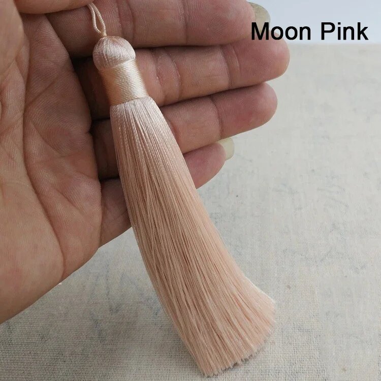 2 шт, 12 см, шелковистые мягкие кисточки ручной работы, сделай сам, поделки и изготовление ювелирных изделий, полиэстер, шелковая закладка, брелок, аксессуары с кисточками Розовый, Moon Pink 12CM