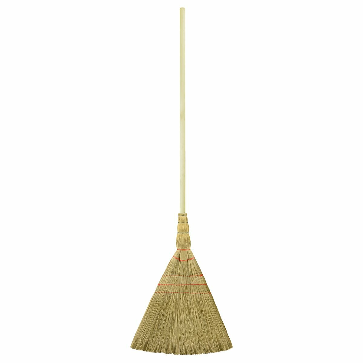 Веник-метла натуральная сорго Vega, трёхпрошивной, 3-х лучевой, с черенком, 124х35см (373439)