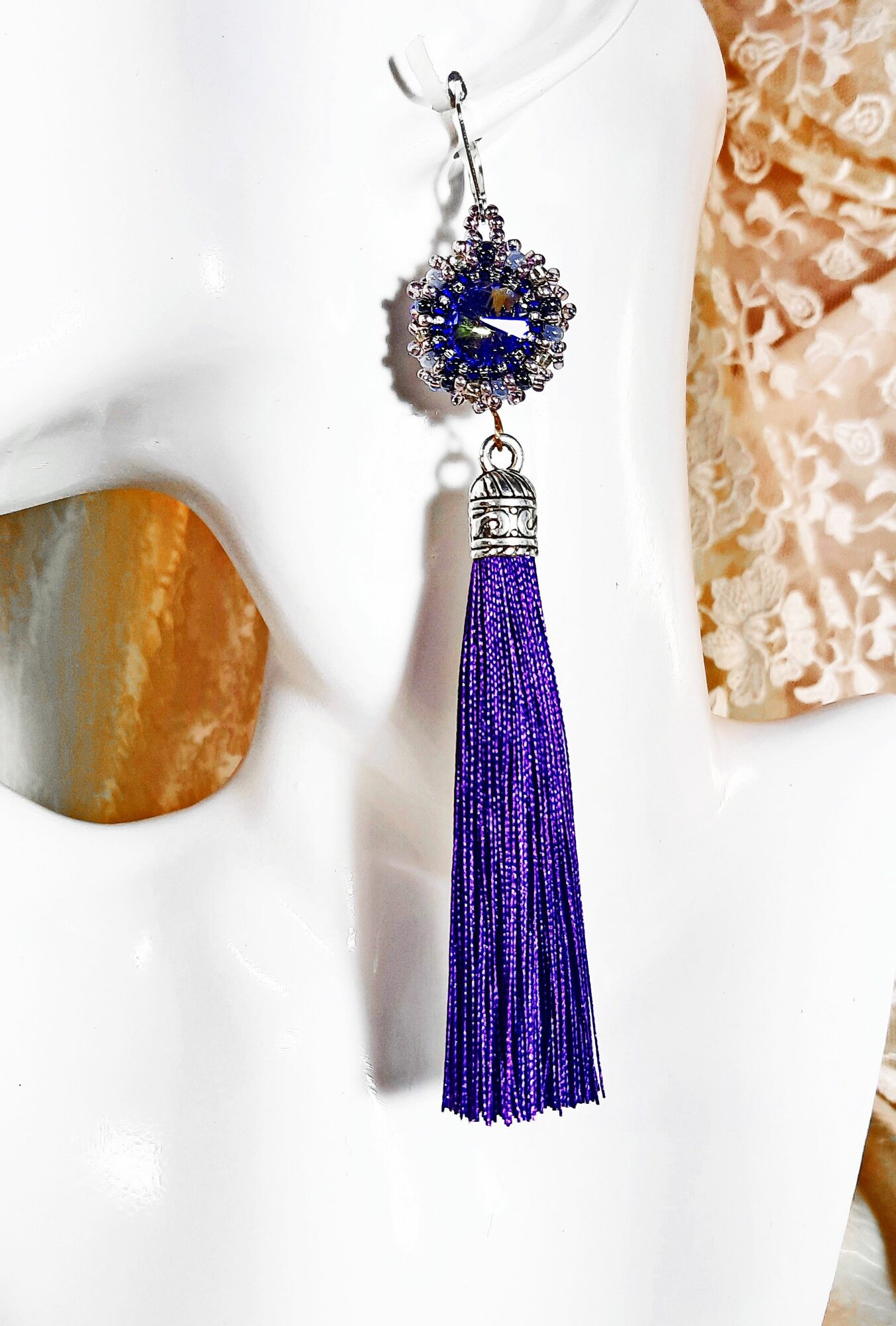 Серьги, горный хрусталь, хрусталь