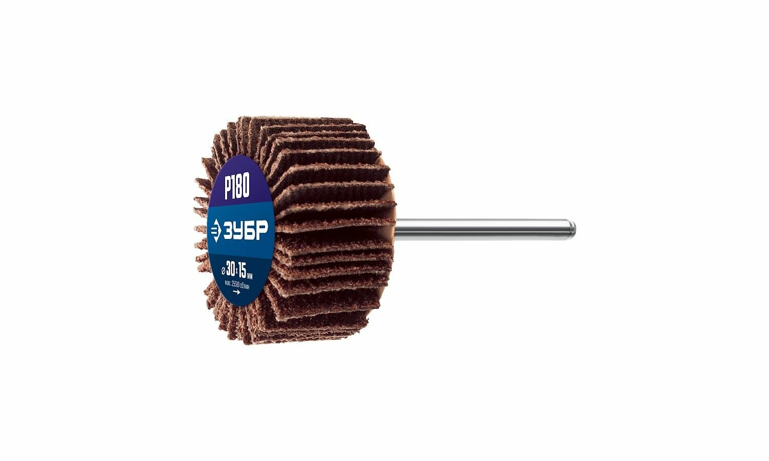 Шлифовальный круг ЗУБР d 30x15 мм, P180, шпилька d 3.2 мм, лепестковый, профессиональный 36600-180_z01