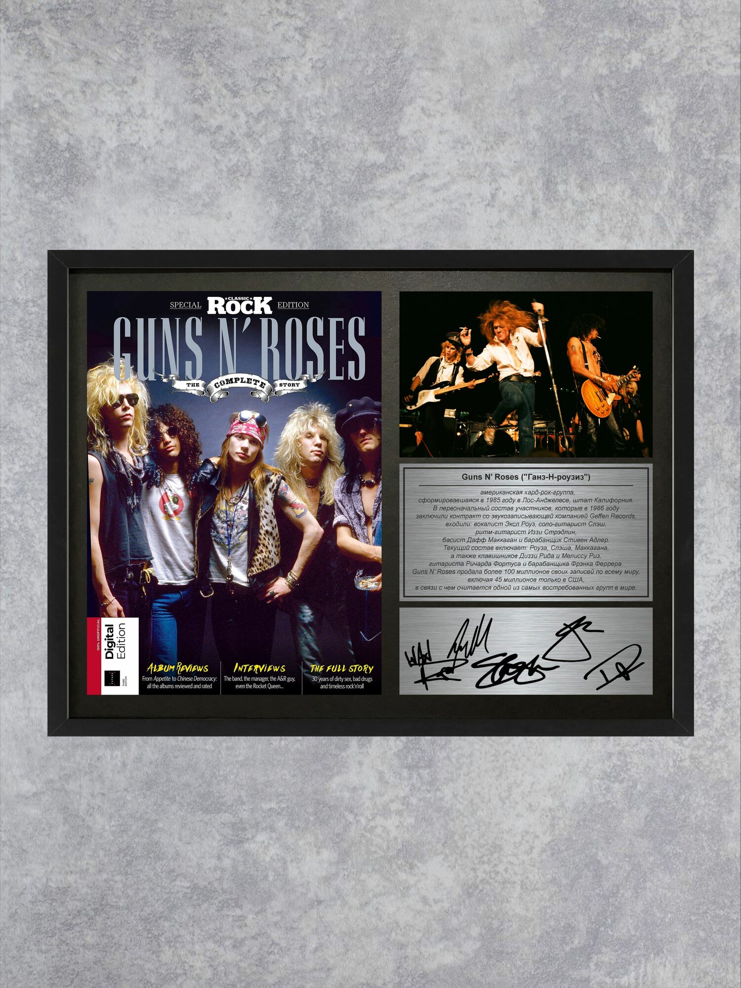 Guns N Roses Картина панно с автографом 40х50 см