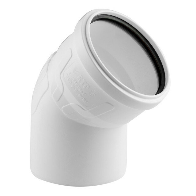 ELITE РТП отвод для внутренней канализации, малошумный белого цвета, 110 мм, 45°
